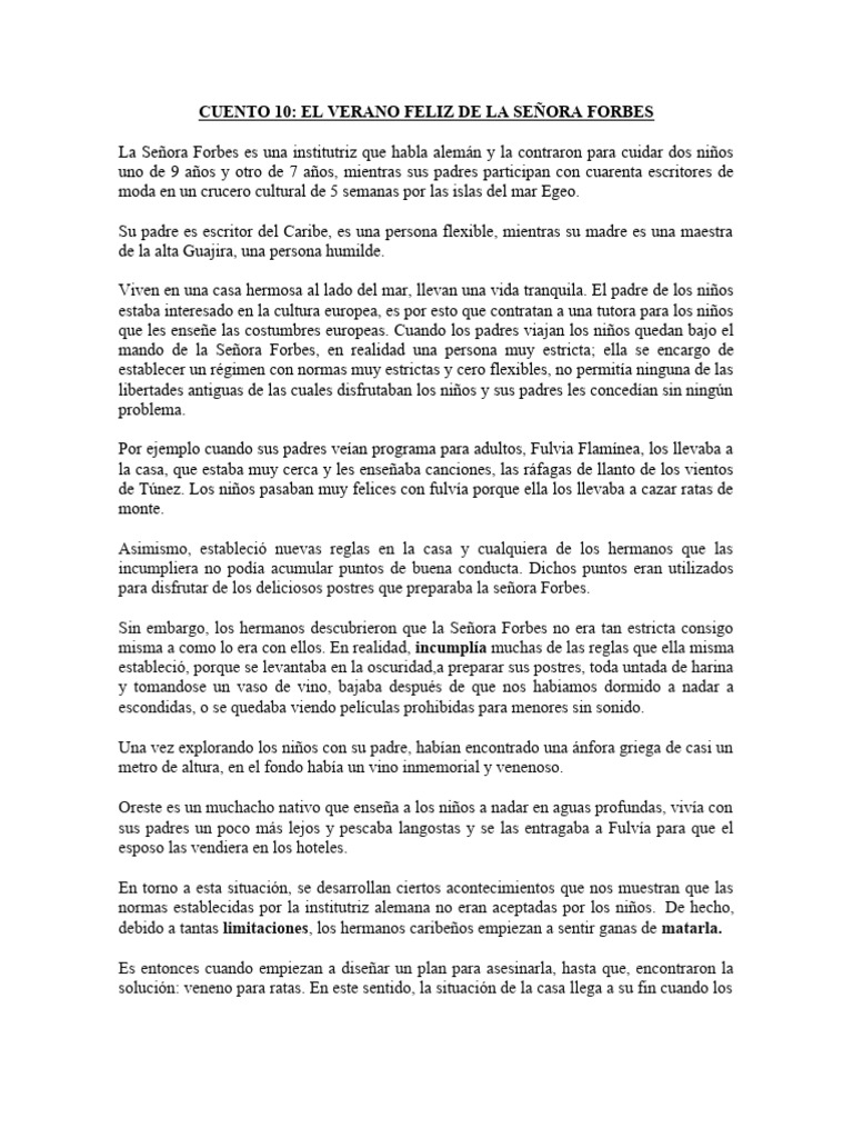 RESUMEN CUENTOS EMA | PDF