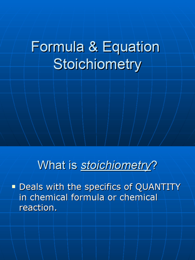 Formula Stoichiometry | PDF | Mole (Unit) | Stoichiometry