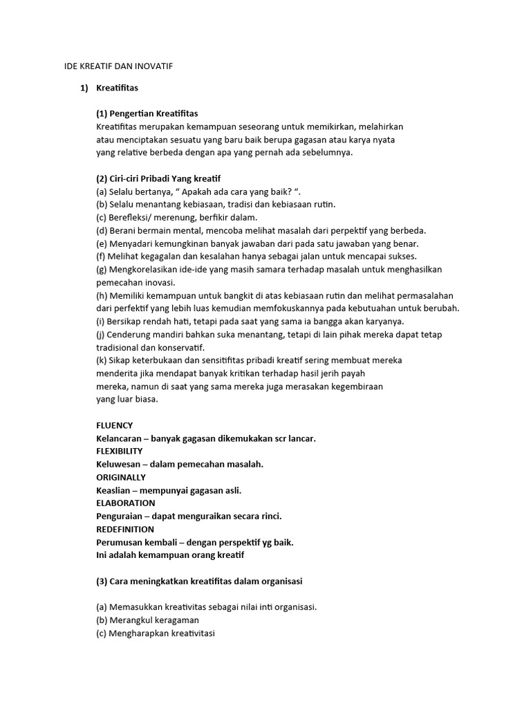 Kreativitas dan Inovasi dalam Organisasi | PDF