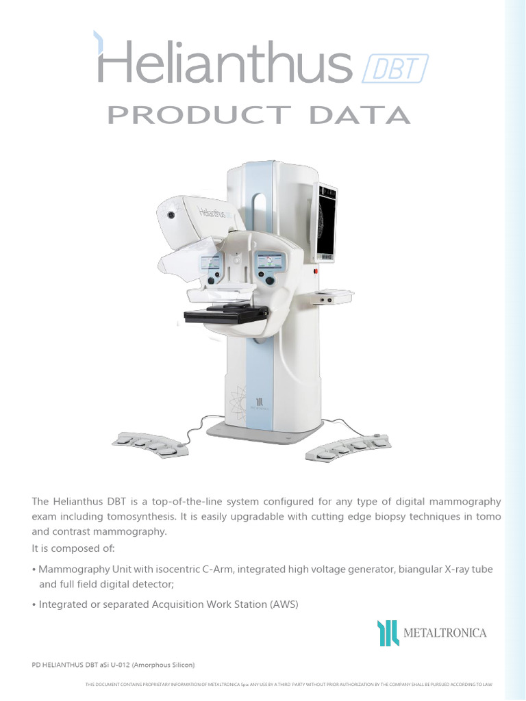 Helianthus DBT Mammography Specs | PDF | Electricity | Electrical ...