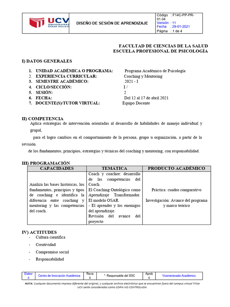 Sesion de Aprendizaje 02 | PDF | Aprendizaje | Maestros