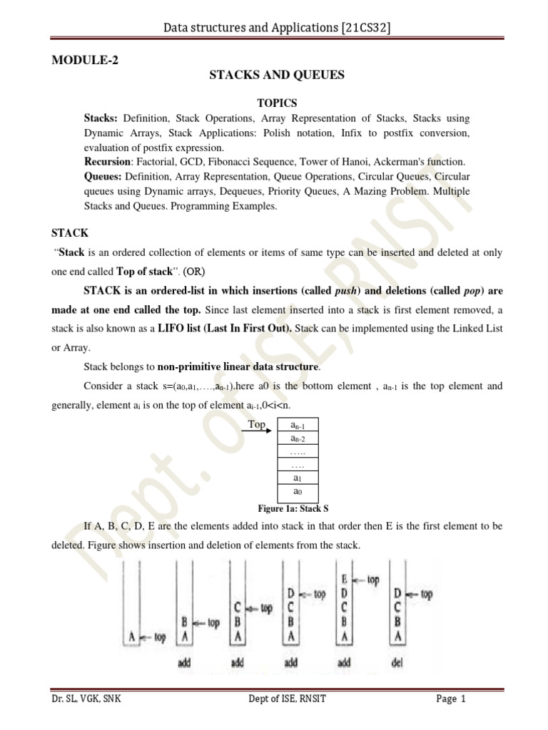 21cs32-Dsa-Module 2 - 2022 | PDF | Queue (Abstract Data Type) | Recursion