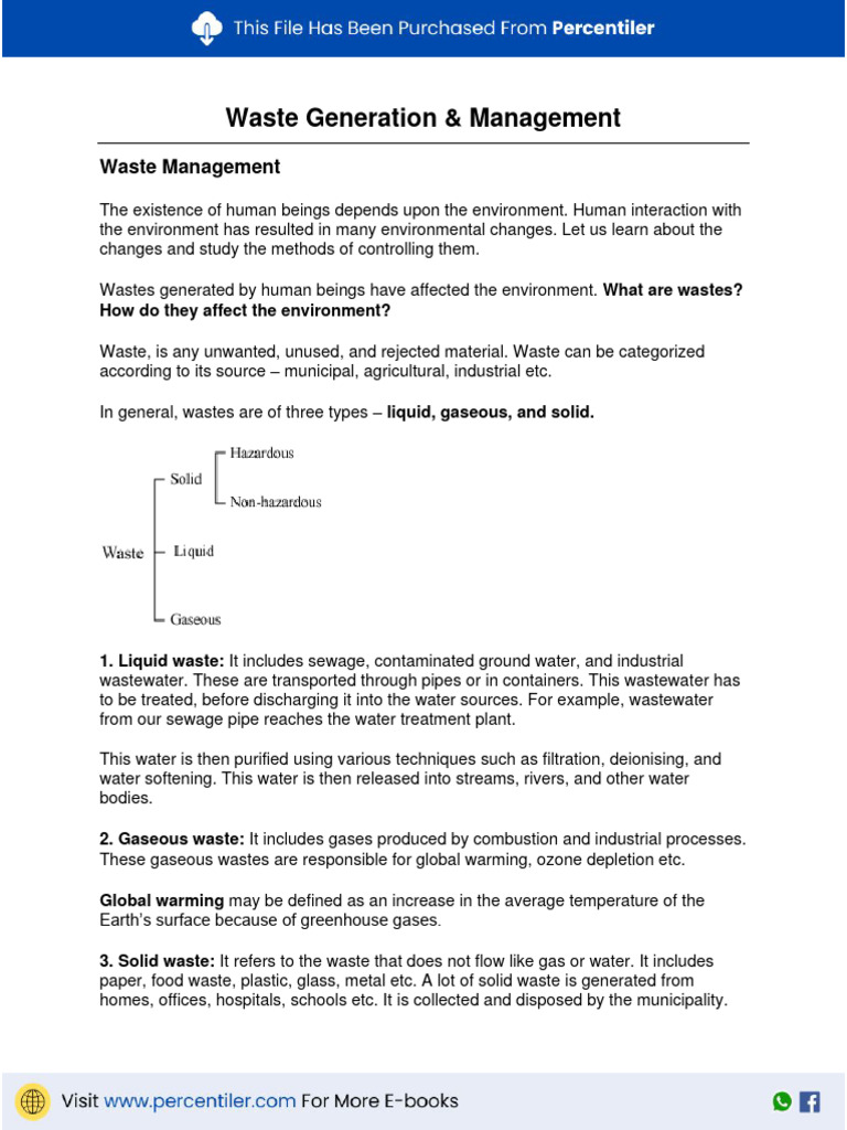 Waste Generation and Management Overview | PDF | Waste | Waste Management