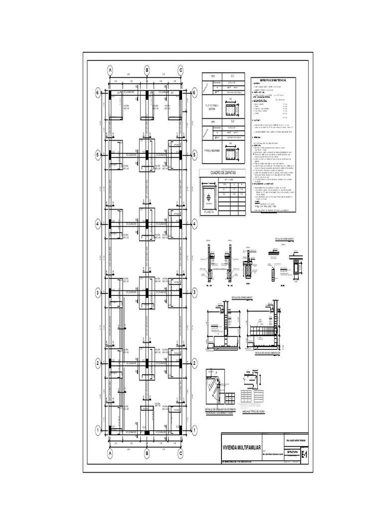 Vivienda Multifamiliar: Cuadro de Zapatas | PDF