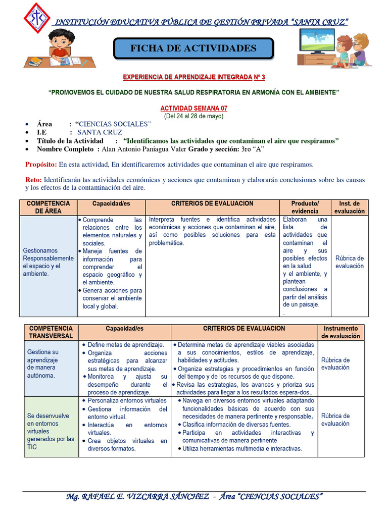 EA3 - CCSS Emana7 Ficha de Trabajo ALAN PANIAGUA | PDF | La ...