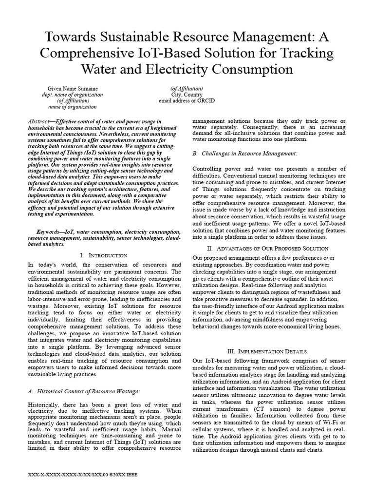 Towards Sustainable Resource Management A Comprehensive Iot Based Solution For Tracking Water