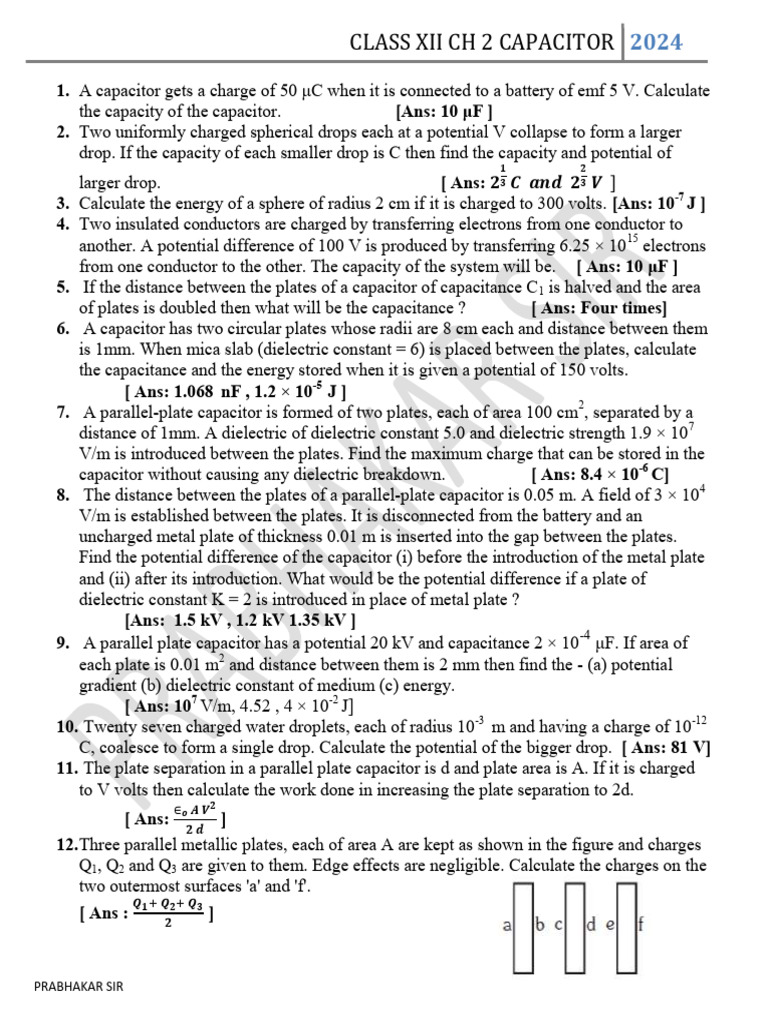 Capacitor Concepts for Class 12 | PDF | Capacitor | Capacitance