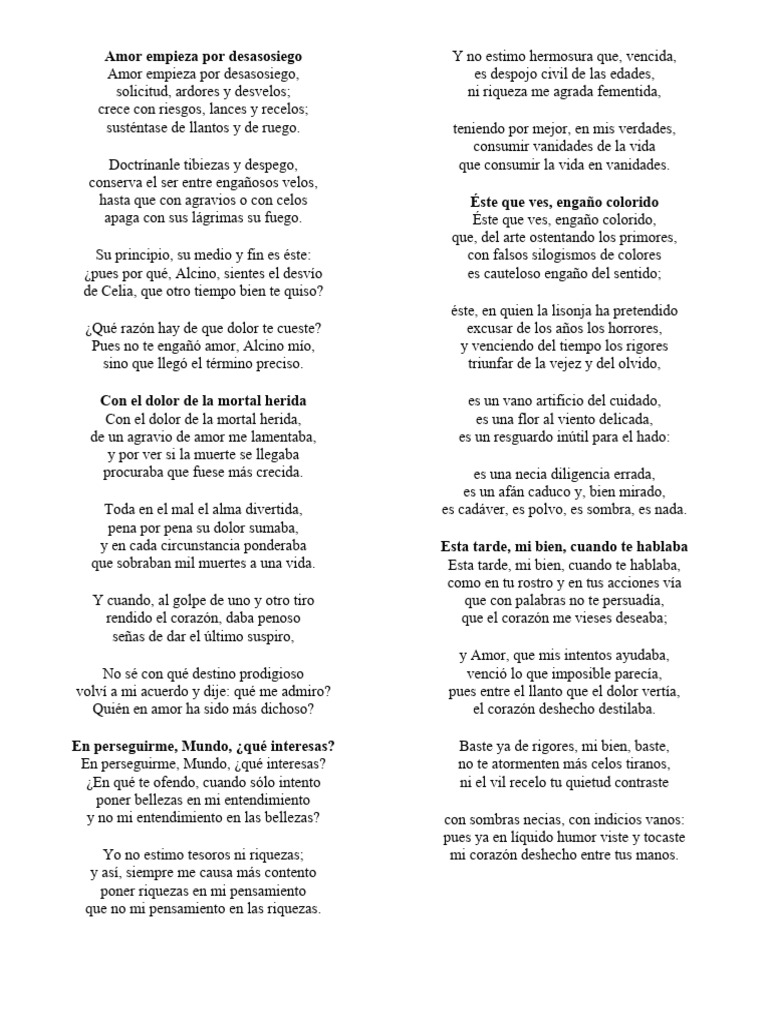 Sor Juana Inés de La Cruz Poemas | PDF