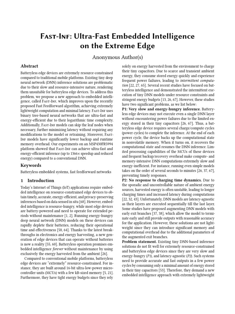 Fast-Inf: Efficient Batteryless Edge AI | PDF | Deep Learning | Computing