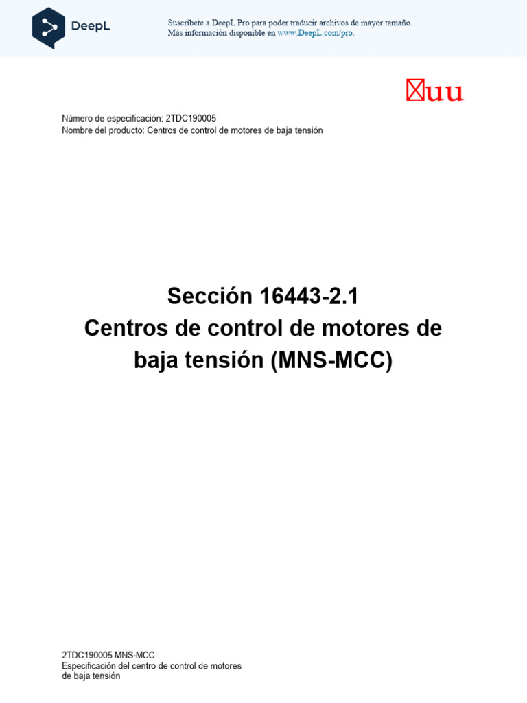 MNS-MCC Specification Es | PDF | Relé | Aislador (Electricidad)