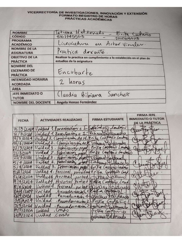 Formato De Horas Pdf