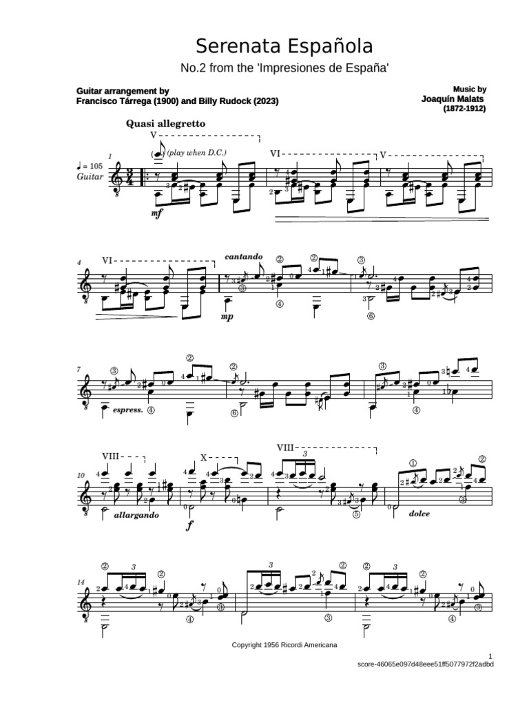 Serenata Espaola Joaqun Malats | PDF