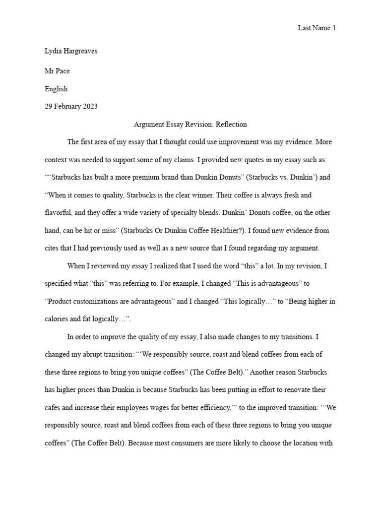 Argument Essay Revision Insights | PDF | Career & Growth