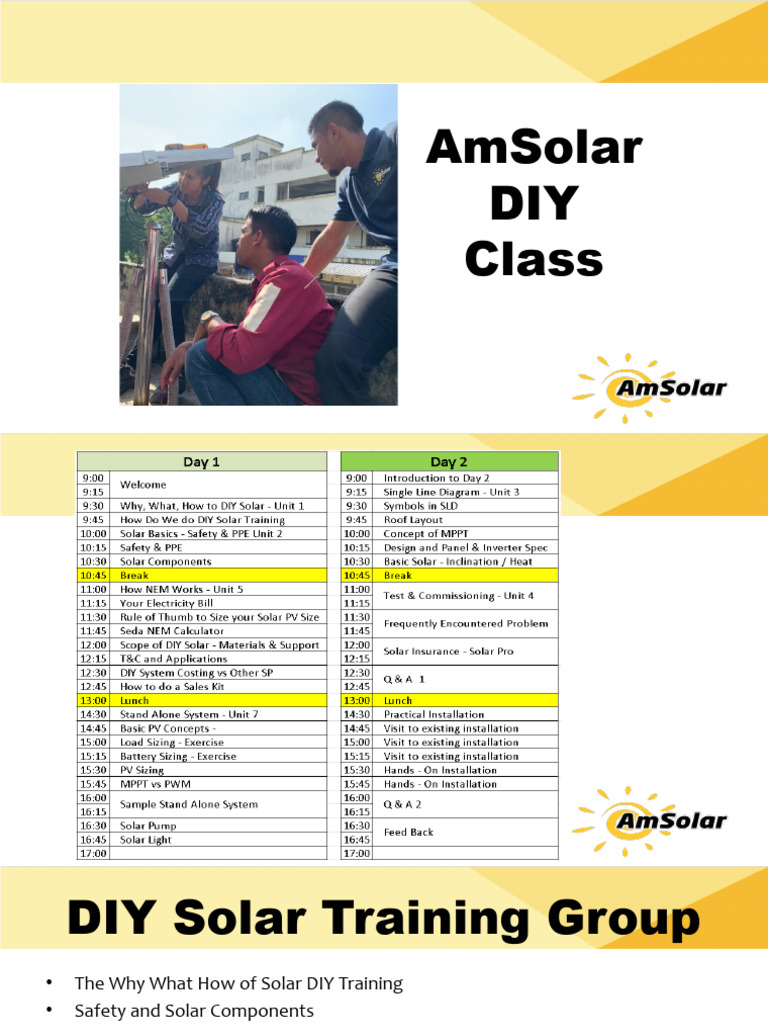 AmSolar DIY Training - Introduction Only | PDF | Photovoltaics | Solar ...