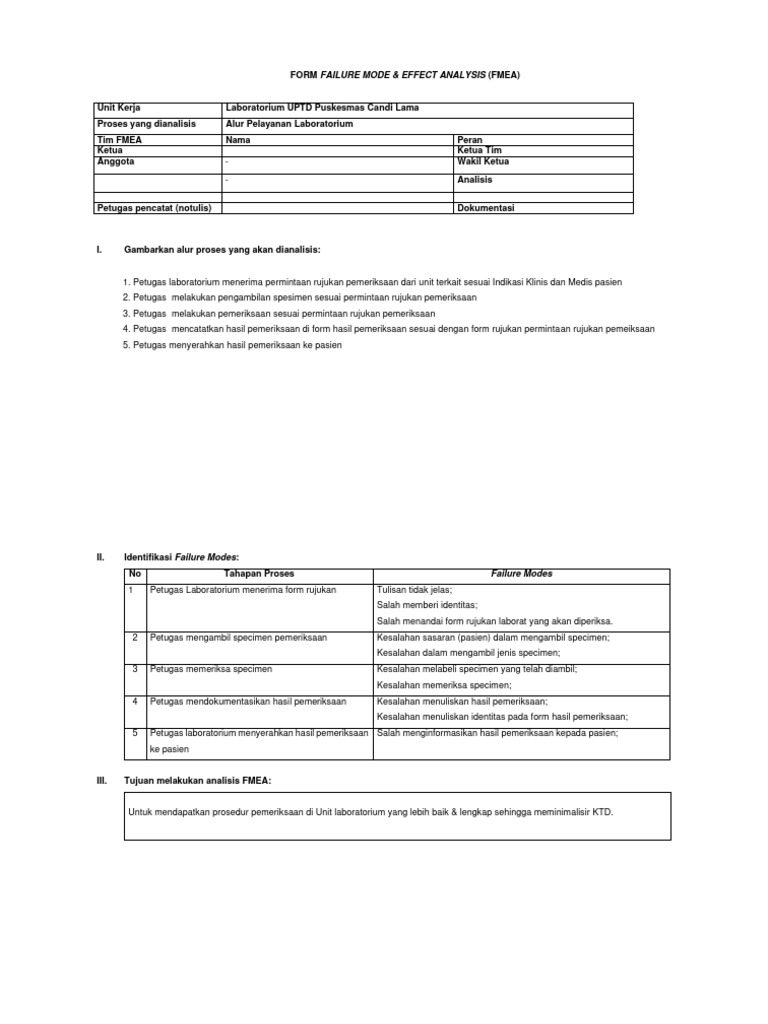 FMEA LABORAT CL New | PDF