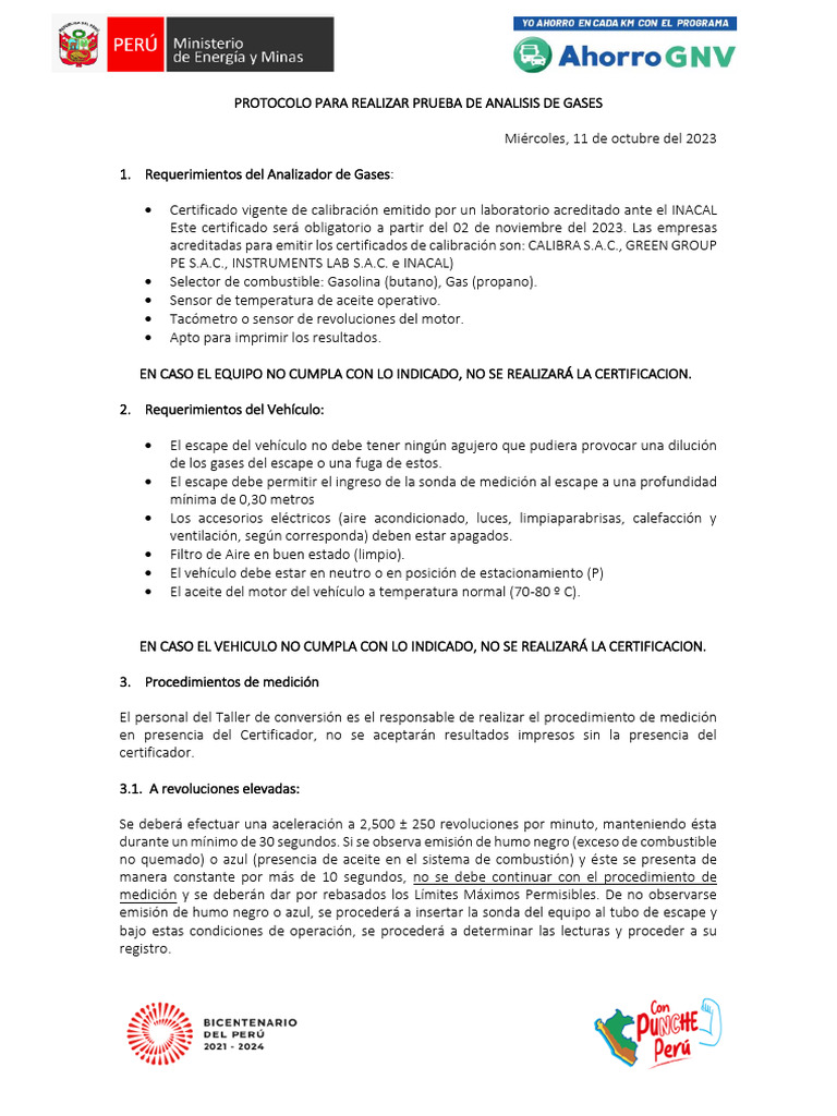 Protocolo de Análisis de Gases | PDF