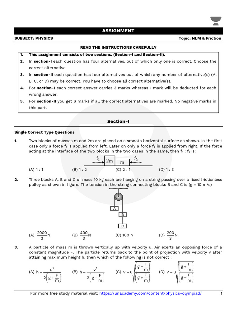 02 NLM Friction Questions | PDF | Force | Friction