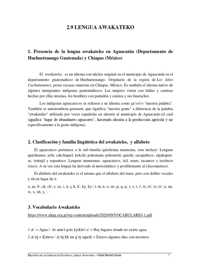 Vocabulario y Cultura Awakateko | PDF | Idiomas | Estudios de idiomas ...