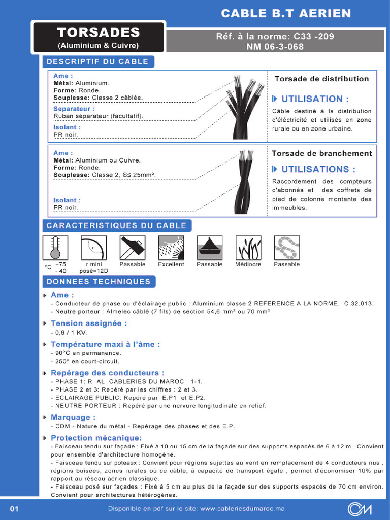 Cables BT Aeriens Torsadés - Les Cableries Du Maroc | PDF