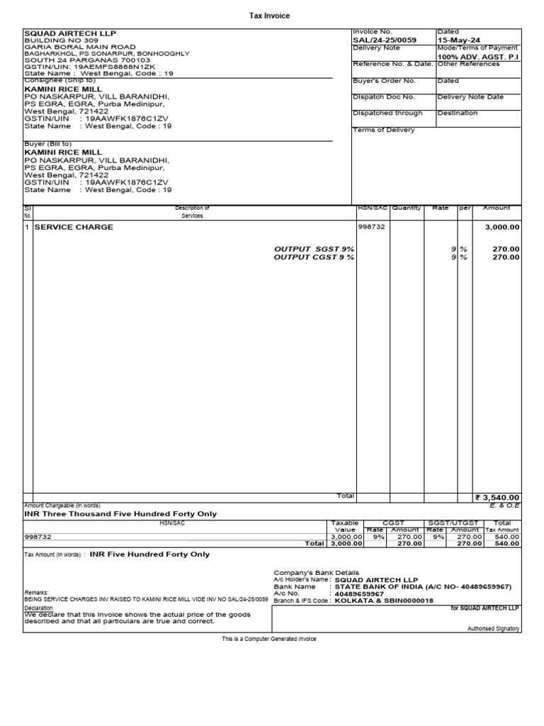Kamini Rice Mill Inv 2 | PDF | Public Finance | Payments