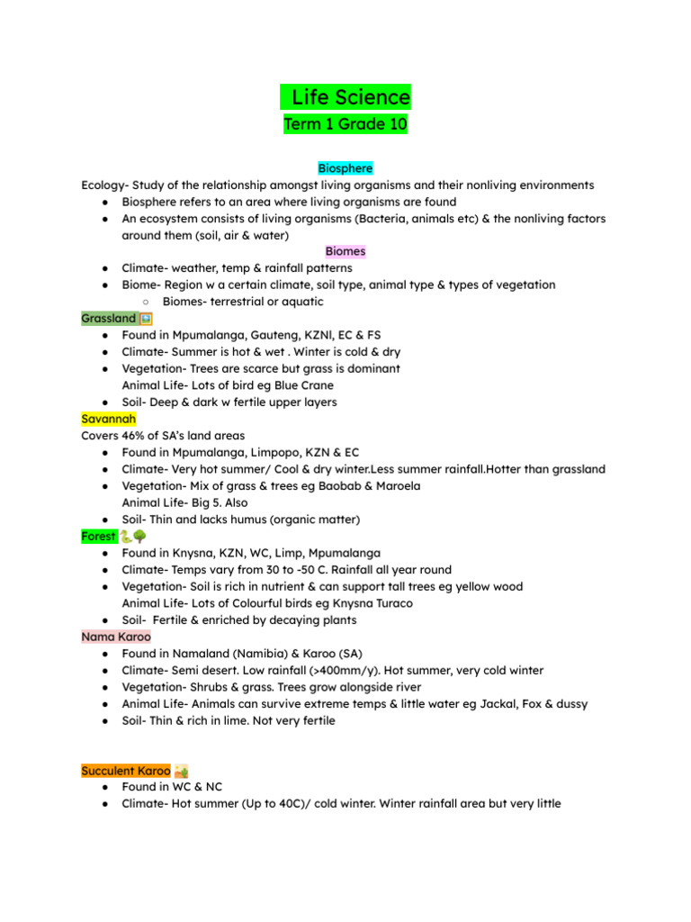 Life Science Term 1 Grade 10 | PDF | Food Web | Ecosystem