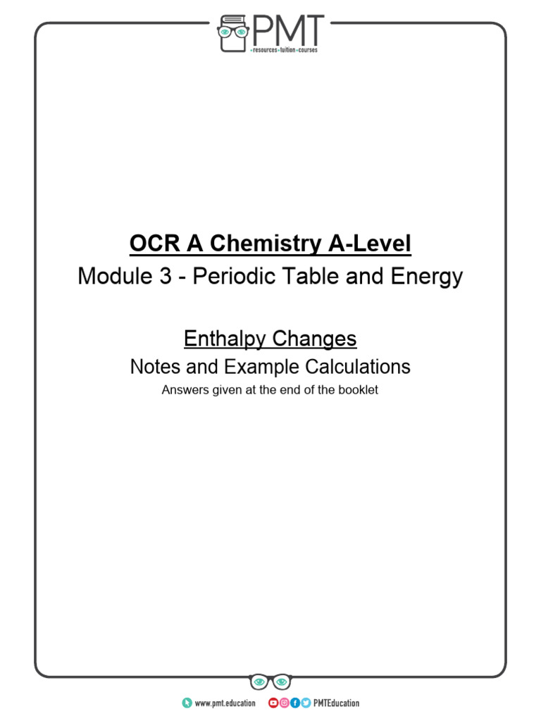 Calculations For Enthalpy Changes | PDF | Enthalpy | Chemical Reactions