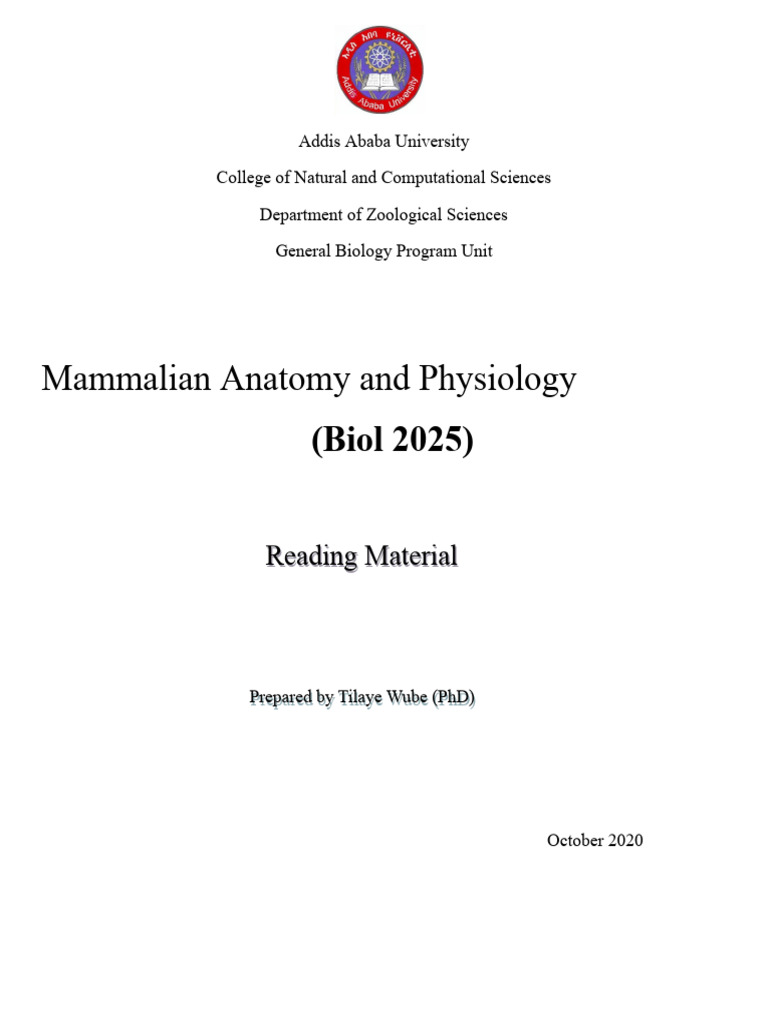 Mammalian Anatomy and Physiology Reading Material | PDF | Epidermis ...