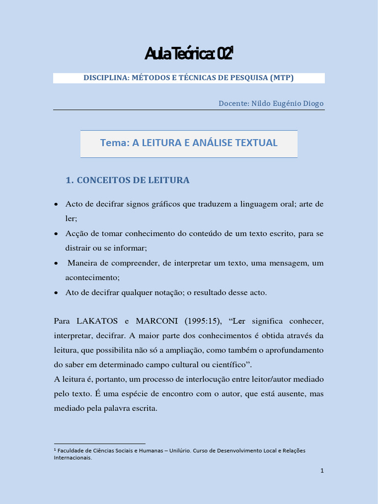 AULA 2 Análise textual MTP | PDF | Conhecimento | Science