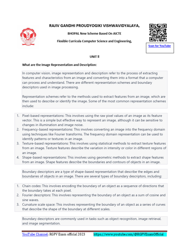 Image Processing and Computer Vision Unit 2 | PDF | Image Segmentation | Graphics