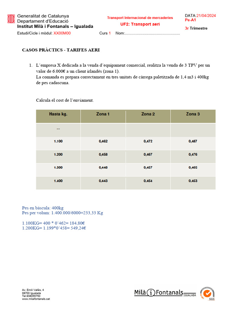 Tasca Venciment 26 Abril | PDF