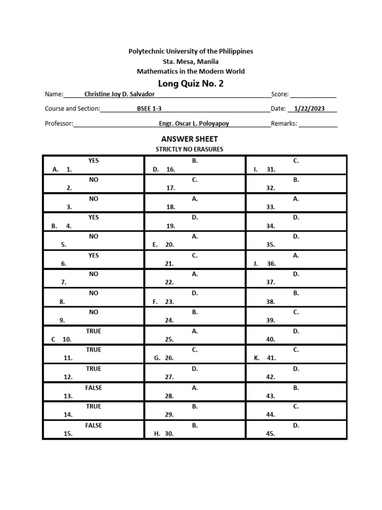 Quiz #2 - Salvador, Christine Joy D. (BSEE 1-3) | PDF
