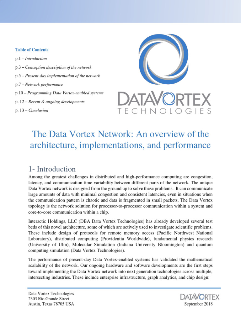 Data Vortex Network Sept 2018 | PDF | Computer Network | Random Access Memory