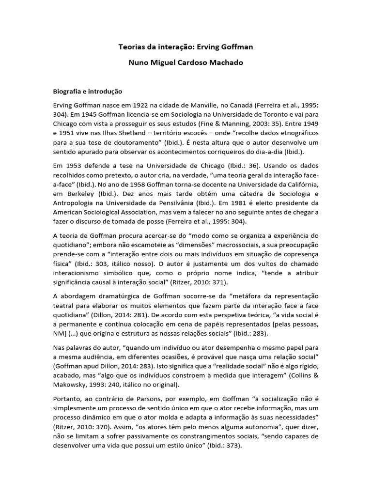 Erving Goffman Estigma | PDF | Sociologia | Desvio (Sociologia)