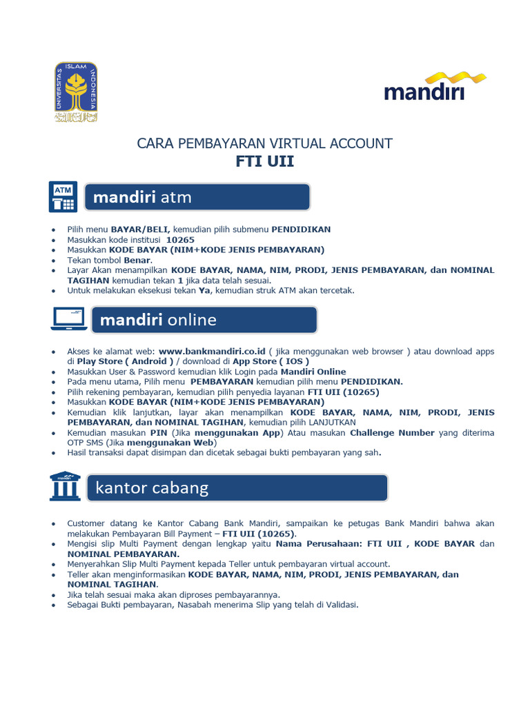 Petunjuk Pembayaran Fti Uii | PDF