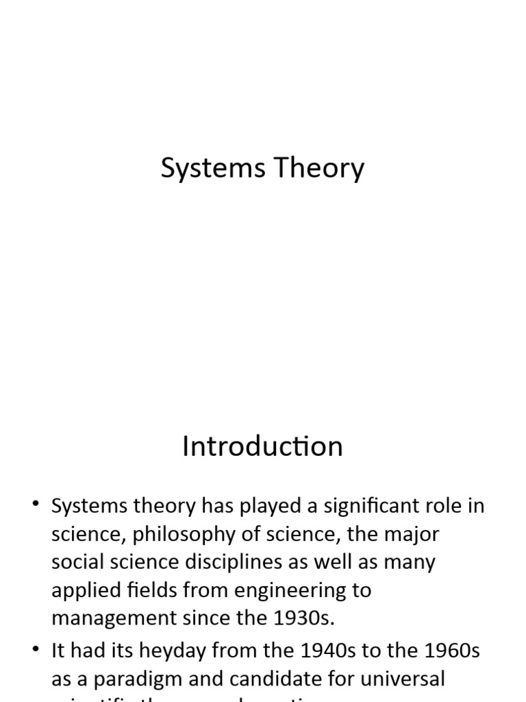 System Stheory | PDF | Systems Theory | System