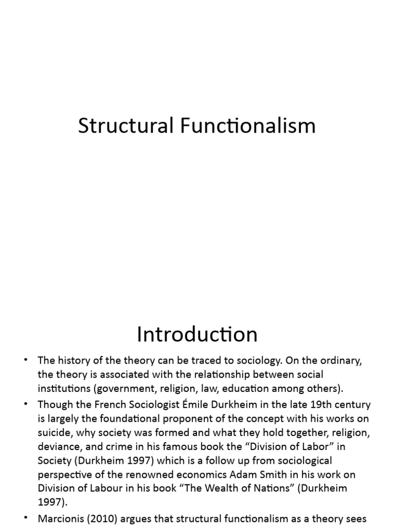 Structural Functionalism | PDF | Sociology | Émile Durkheim