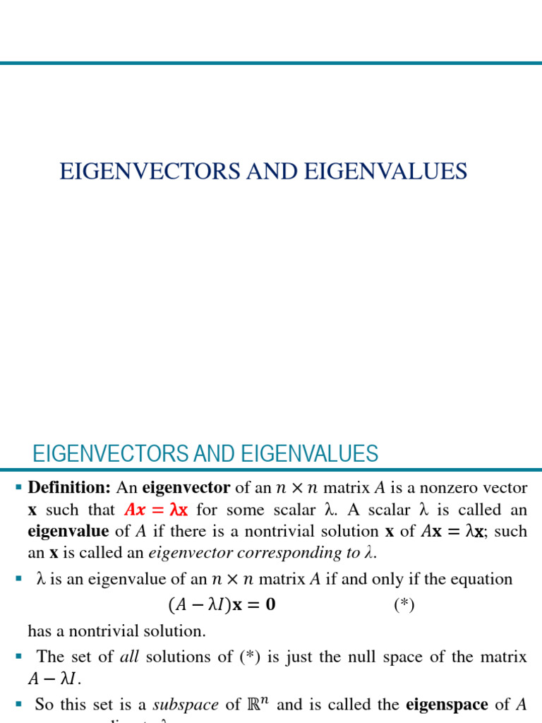 Eigenvectors and Eigenvalues | PDF | Eigenvalues And Eigenvectors | Matrix (Mathematics)