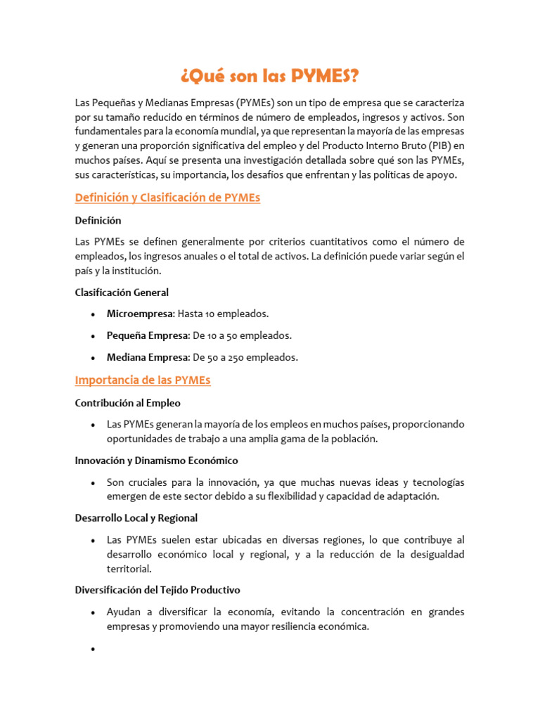 Qué son las PYMES | PDF | Pequeñas y medianas empresas | Economias