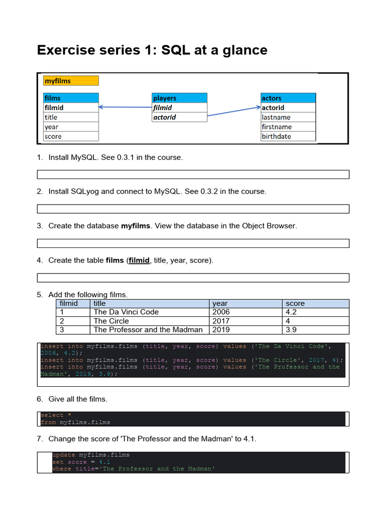 ExerciseSeries1-SQL at A Glance | PDF | Information Technology ...
