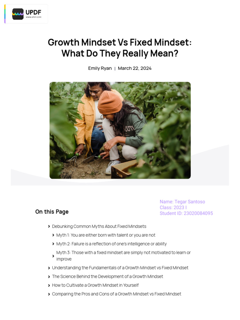 Growth Mindset vs Fixed Mindset,1-16 Pages | PDF | Mindset | Mentorship