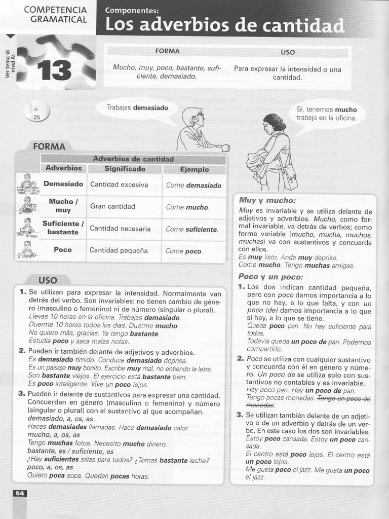 Adverbios de Cantidad | PDF | Unidades Semánticas | Relaciones sintácticas