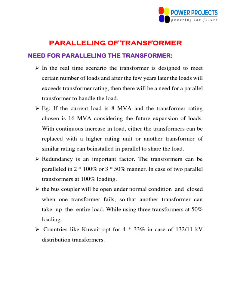 Transformer Paralleling | PDF | Transformer | Electrical Impedance