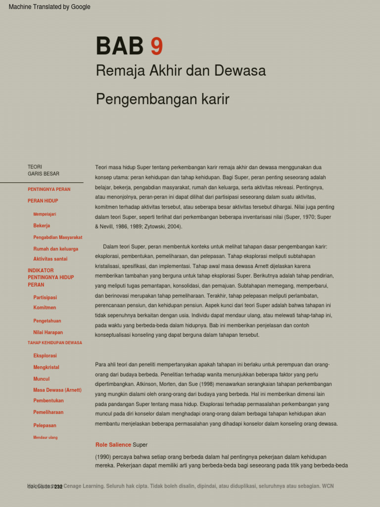 BAB 9 - Remaja Akhir Dan Dewasa Pengembangan Karir | PDF