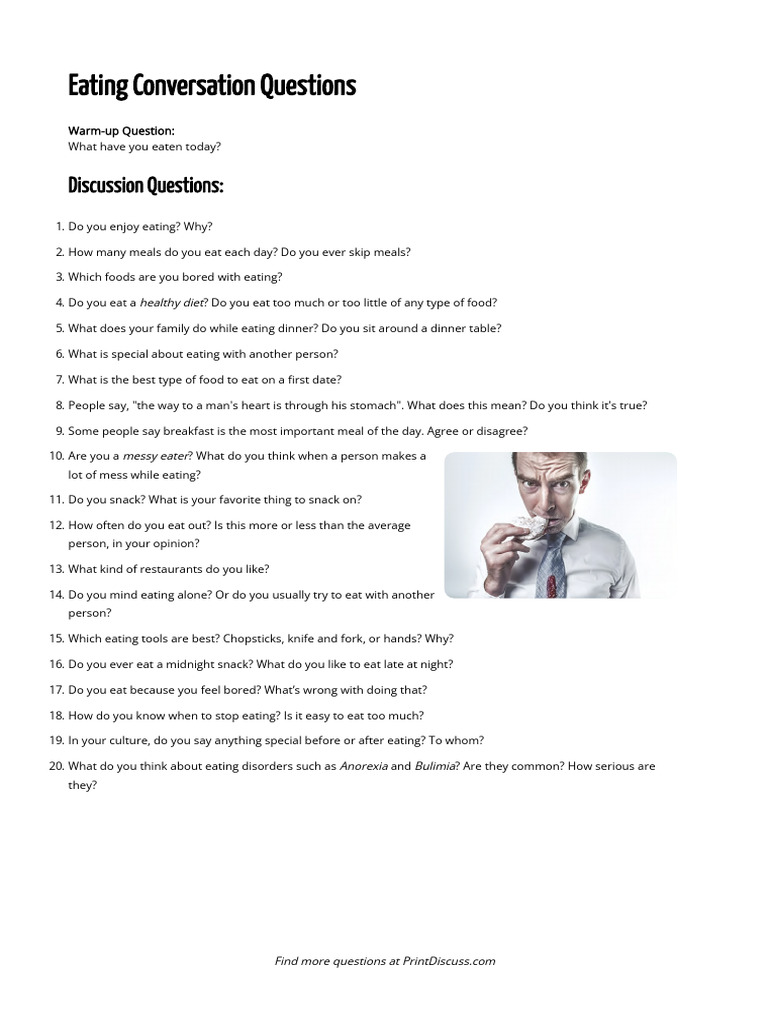 Engaging Eating Conversation Questions | PDF | Wellness | Lifestyle