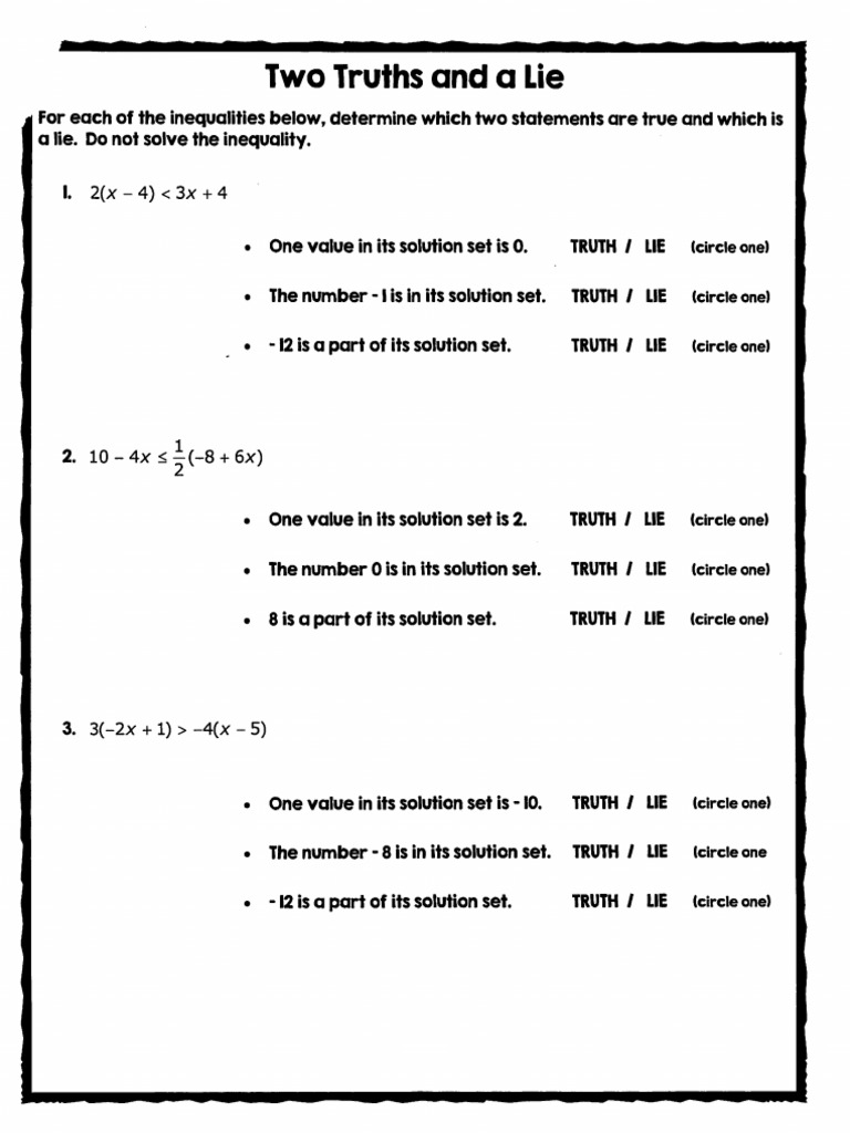 Two Truths and A Lie Inequalities | PDF