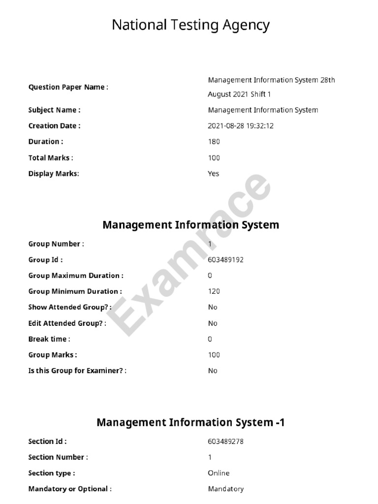SWAYAM Management Information System 2021 Shift 1 | PDF