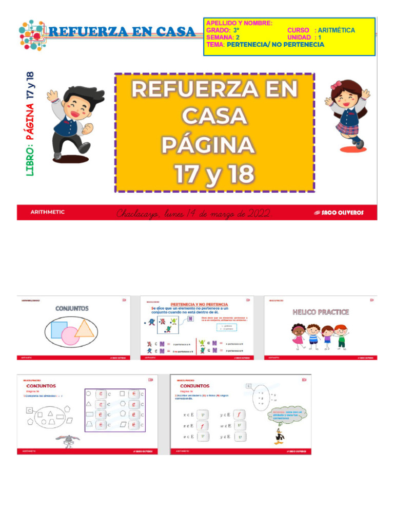 ARITMETICA 3° - UI - S2 - 1 - Pertenencia y No Pertenencia | PDF