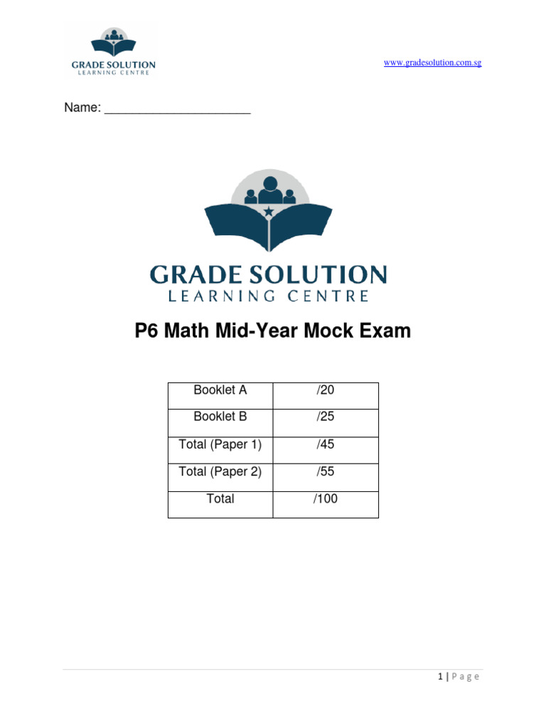 P6 Math Mid Year Mock Exam Paper | PDF | Elementary Mathematics ...