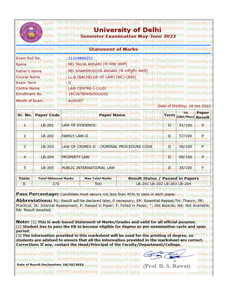 Sem 2 Marksheet | PDF | Educational Stages | Qualifications