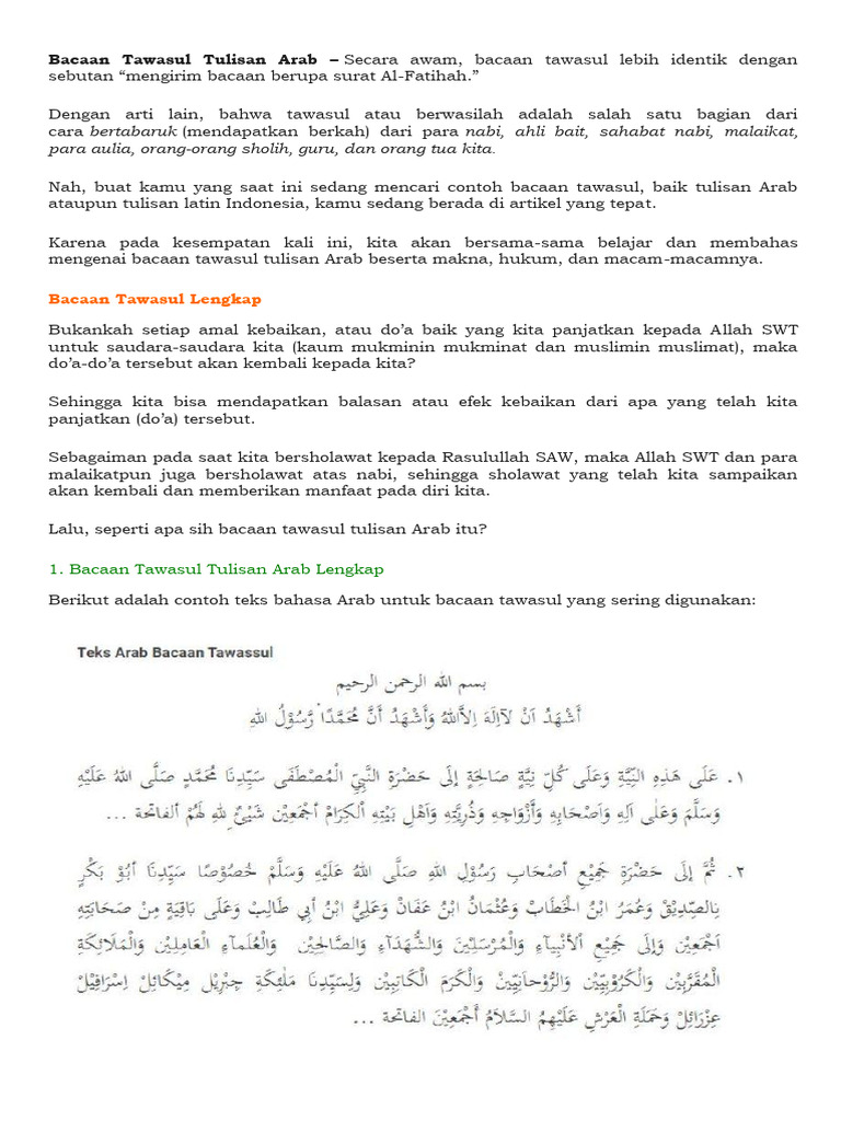 Bacaan Tawasul Tulisan Arab | PDF